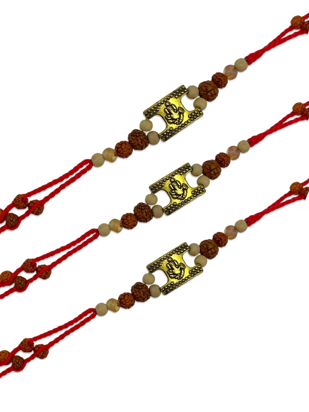 Shop (Set of 3) Ganesh/Rudraksh Rakhi Online – Digital Dress Room