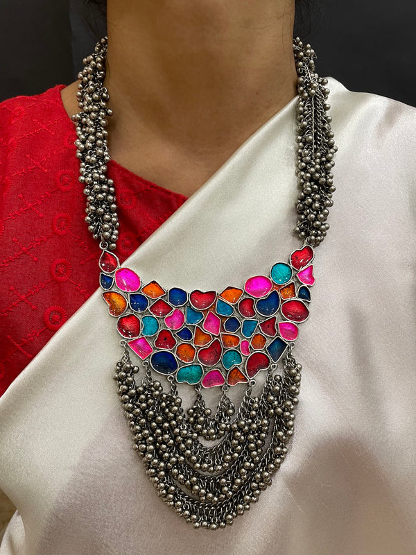 Silver Necklace Set Enamel/Layer Design – Digital Dress Room