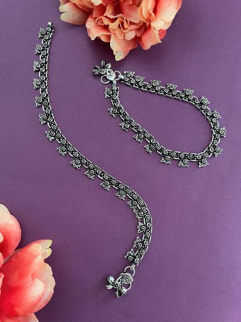 Anklets German Oxidised Silver Jewellery Payal Paijan Pazeb पैजण Silve ...