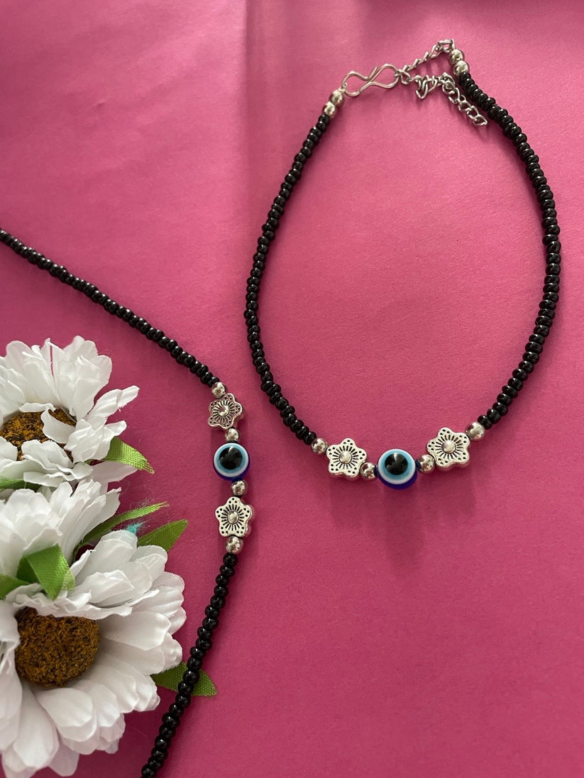 Floral Evil Eye Nazariya Payal/Anklet – Digital Dress Room